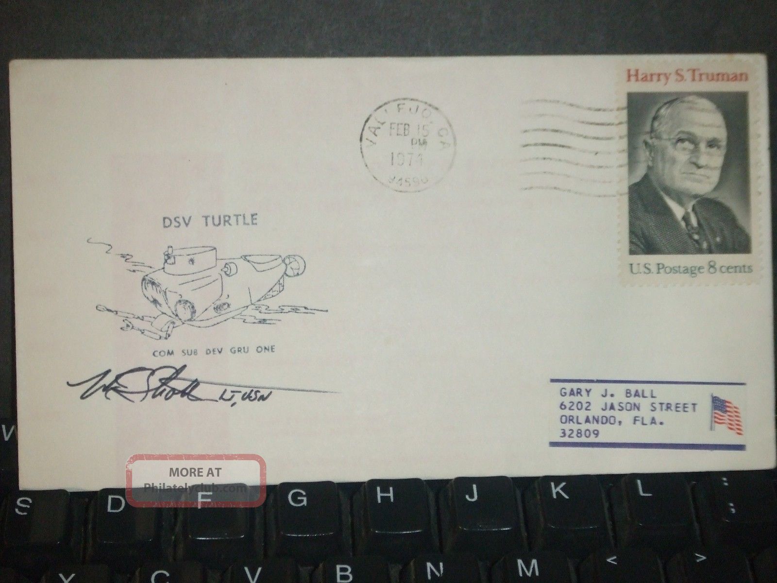Dsv Turtle Naval Cover 1974 Pilot Signed Submersible Cachet Vallejo, Ca