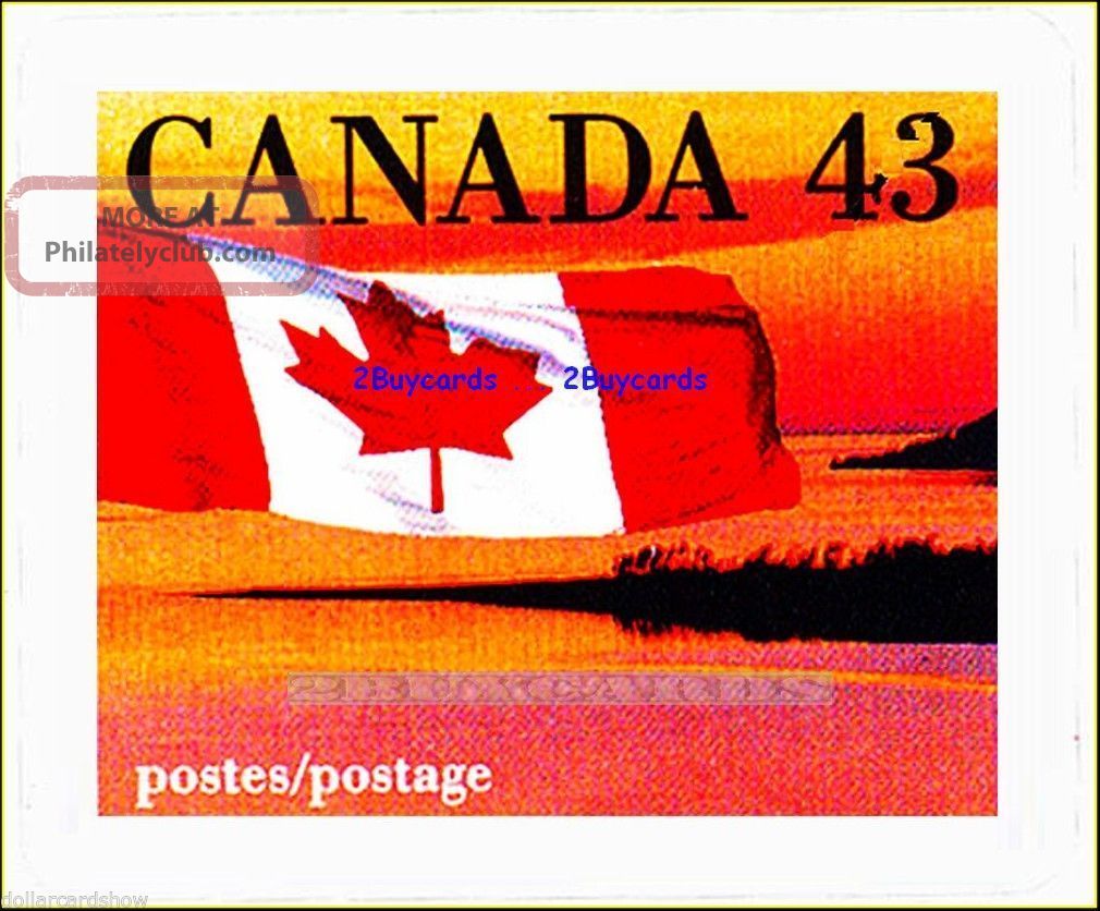 Canada 1993 Canadian Maple Leaf Flag Fv Face 43 Cent Quick Stick Stamp