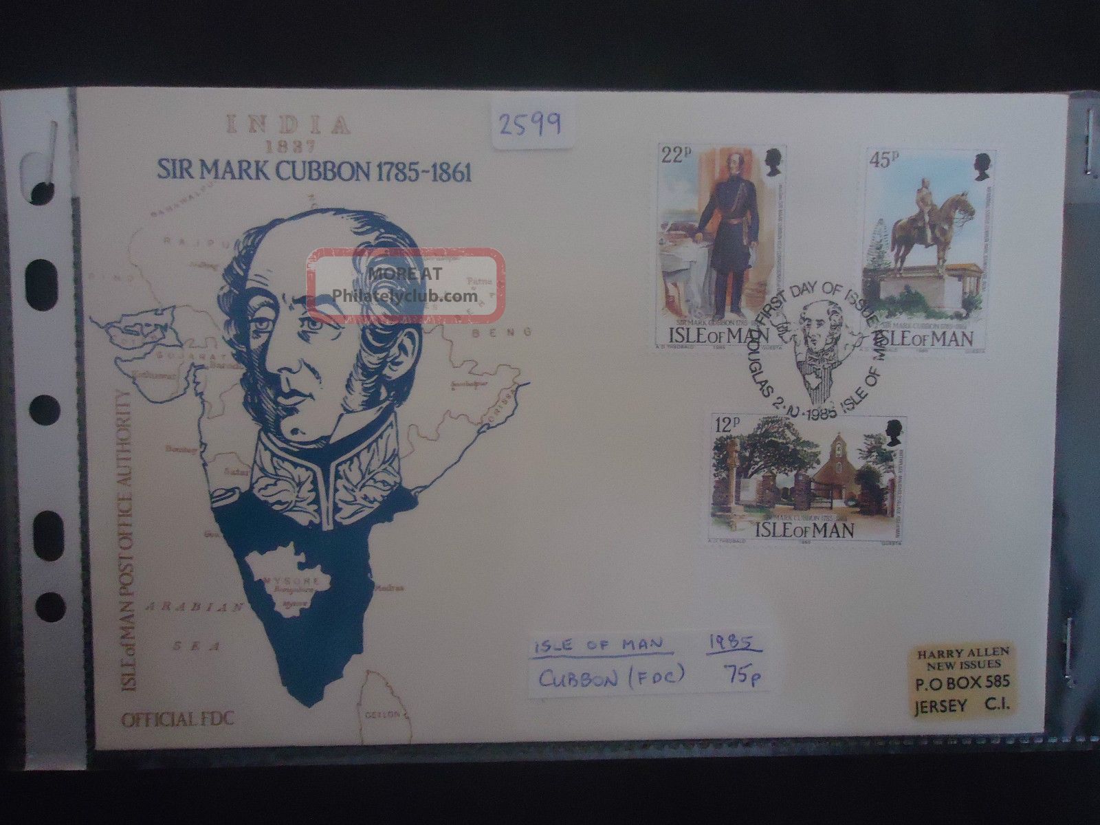 Isle Of Man Fdc 1985 Sir Mark Cubbon