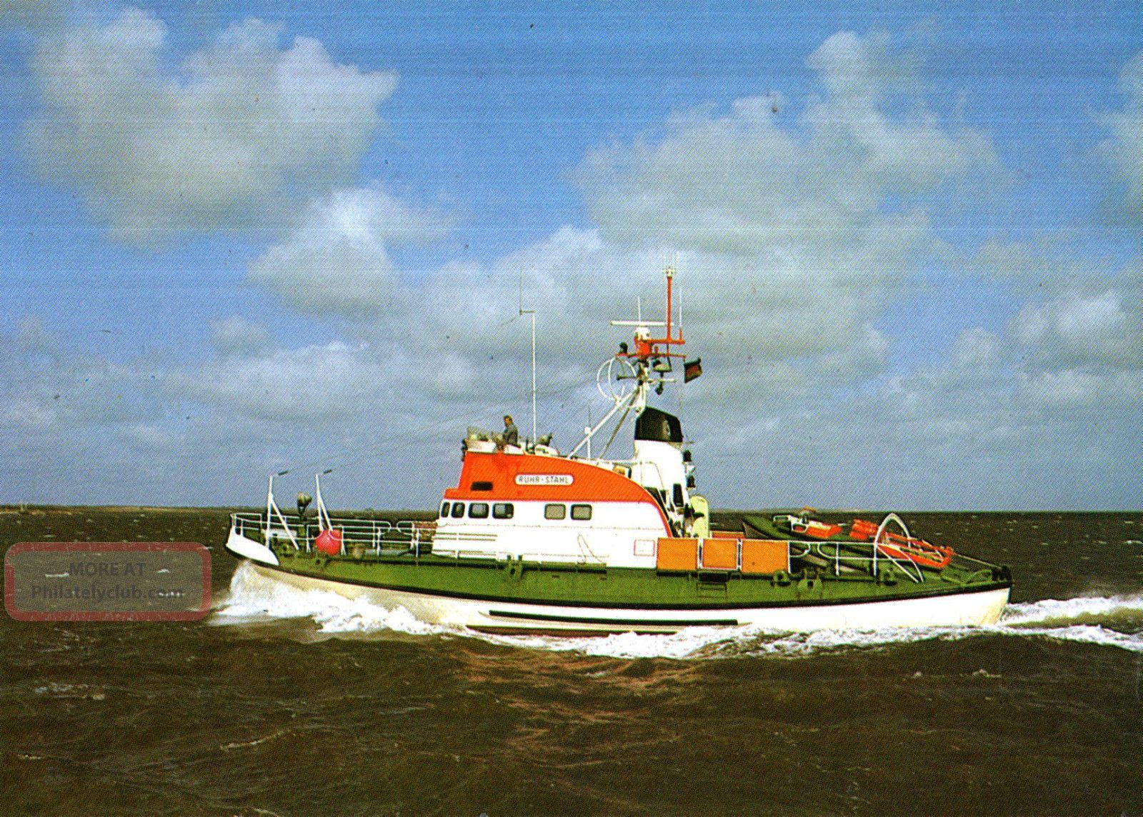 1980 German Lifeboat Ruhr Stahl Cached Cover & Colour Postcard